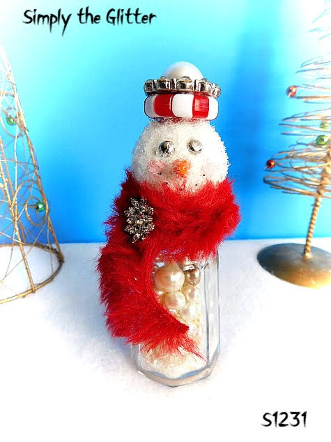 Vintage Glass Shaker Snowman Decoration "clarice", Winter Snowman ...