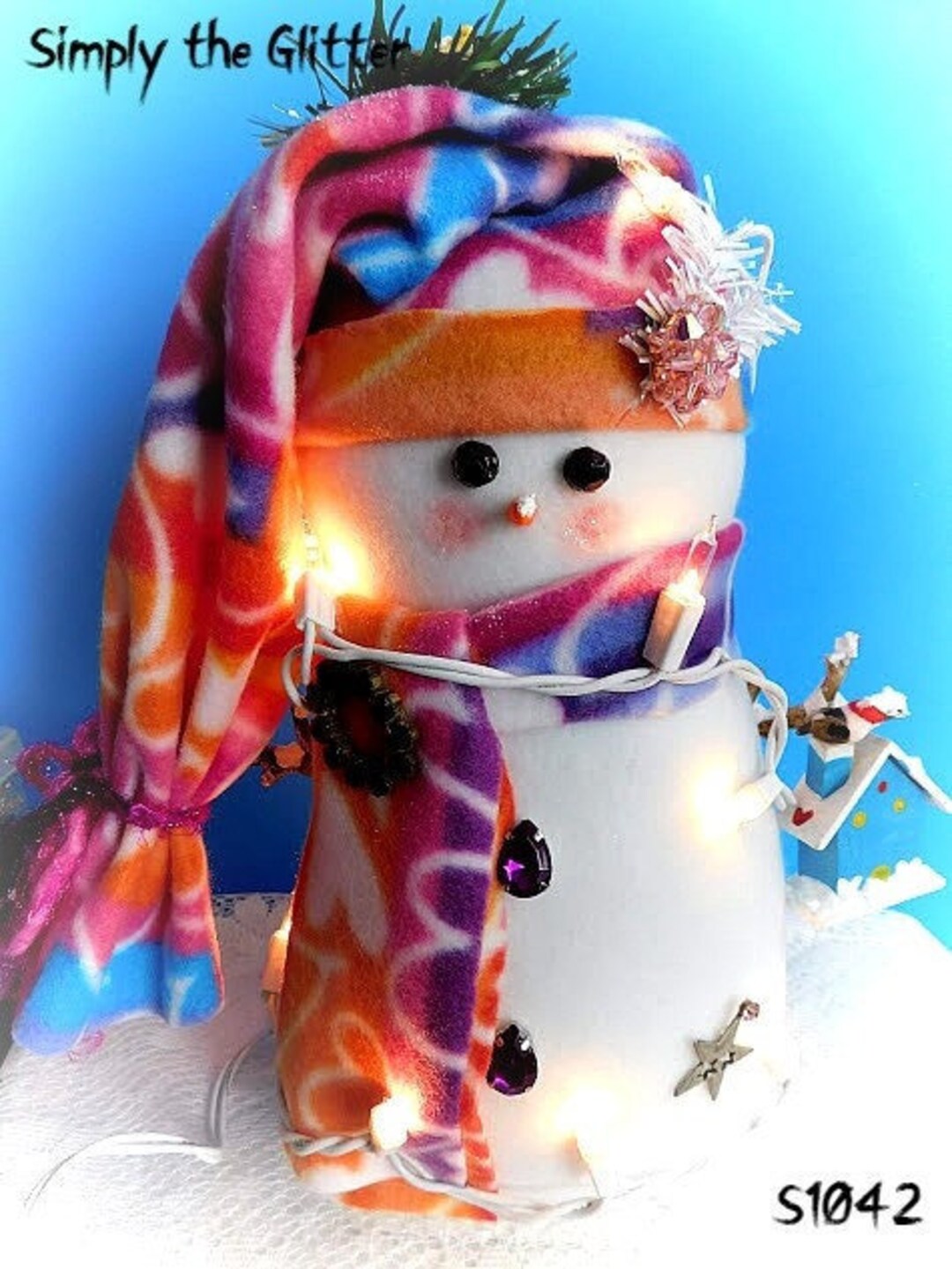 Handmade Lighted Fleece Snowman Decoration "orla", Winter Snowman ...