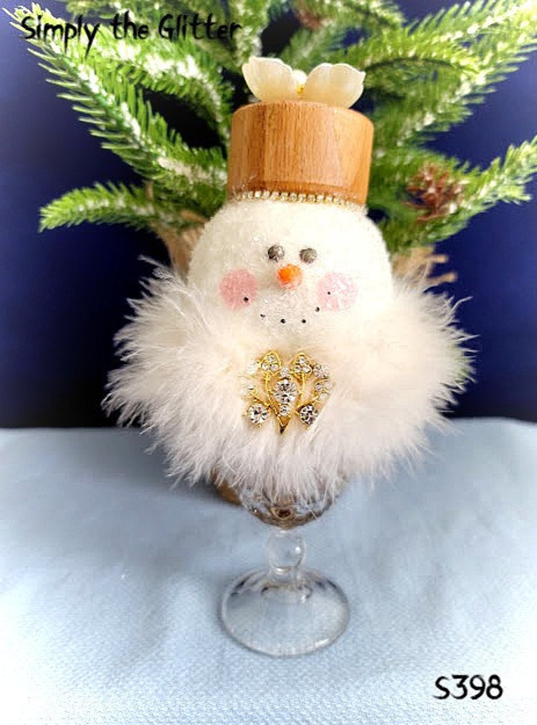 Vintage Gold Wine Glass Snowman Decoration hedy, Vintage Glass Snowman ...