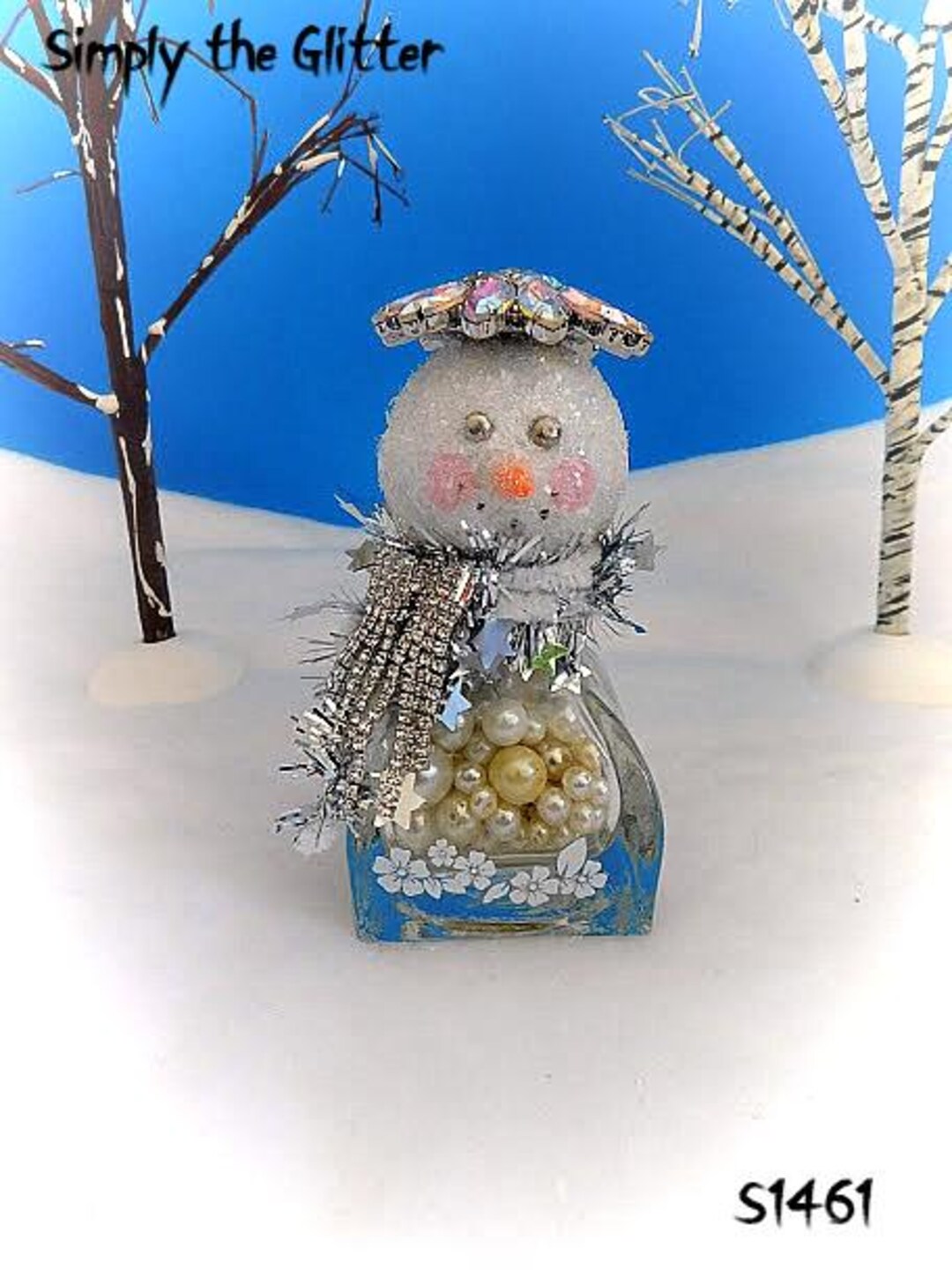 Vintage Glass Bottle Snowman Decoration "morgana", Winter Snowman ...