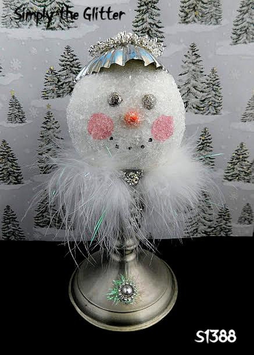 Vintage Silver Candlestick Snowman Decor "arctic Aura", Winter Snowman ...