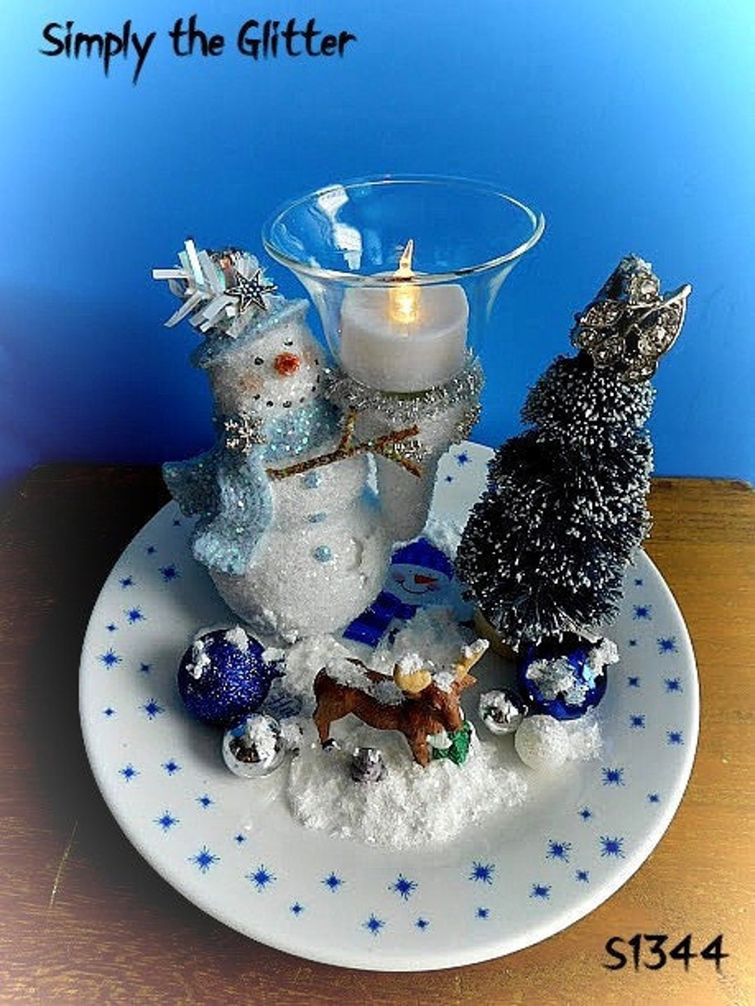 Vintage Winter Scene Ceramic Snowman Decoration "elize", Winter Snowman ...