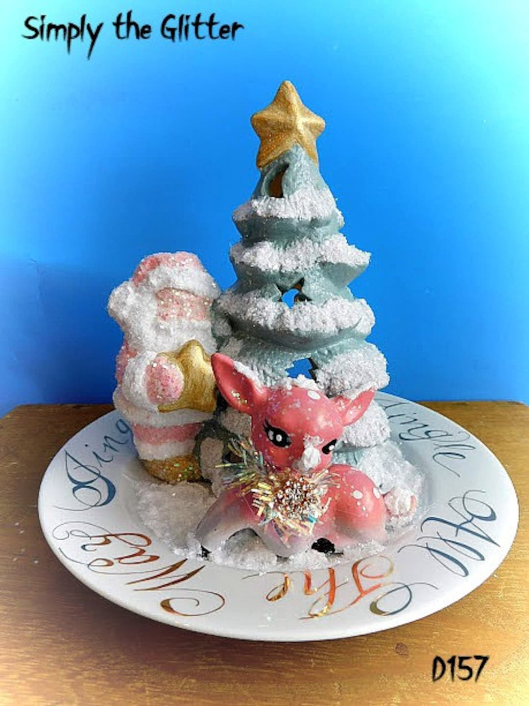 Vintage Jingle Bell Plate Lighted Santa Claus Scene Decor, Winter Santa ...