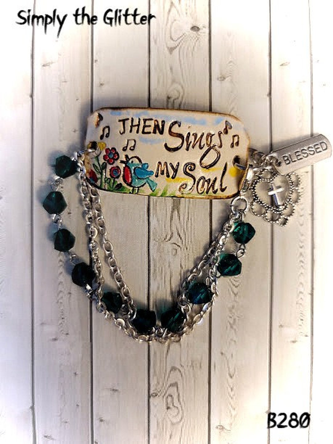 Ceramic then Sings My Soul Assemblage Bracelet, Rosary Beads, Silver ...