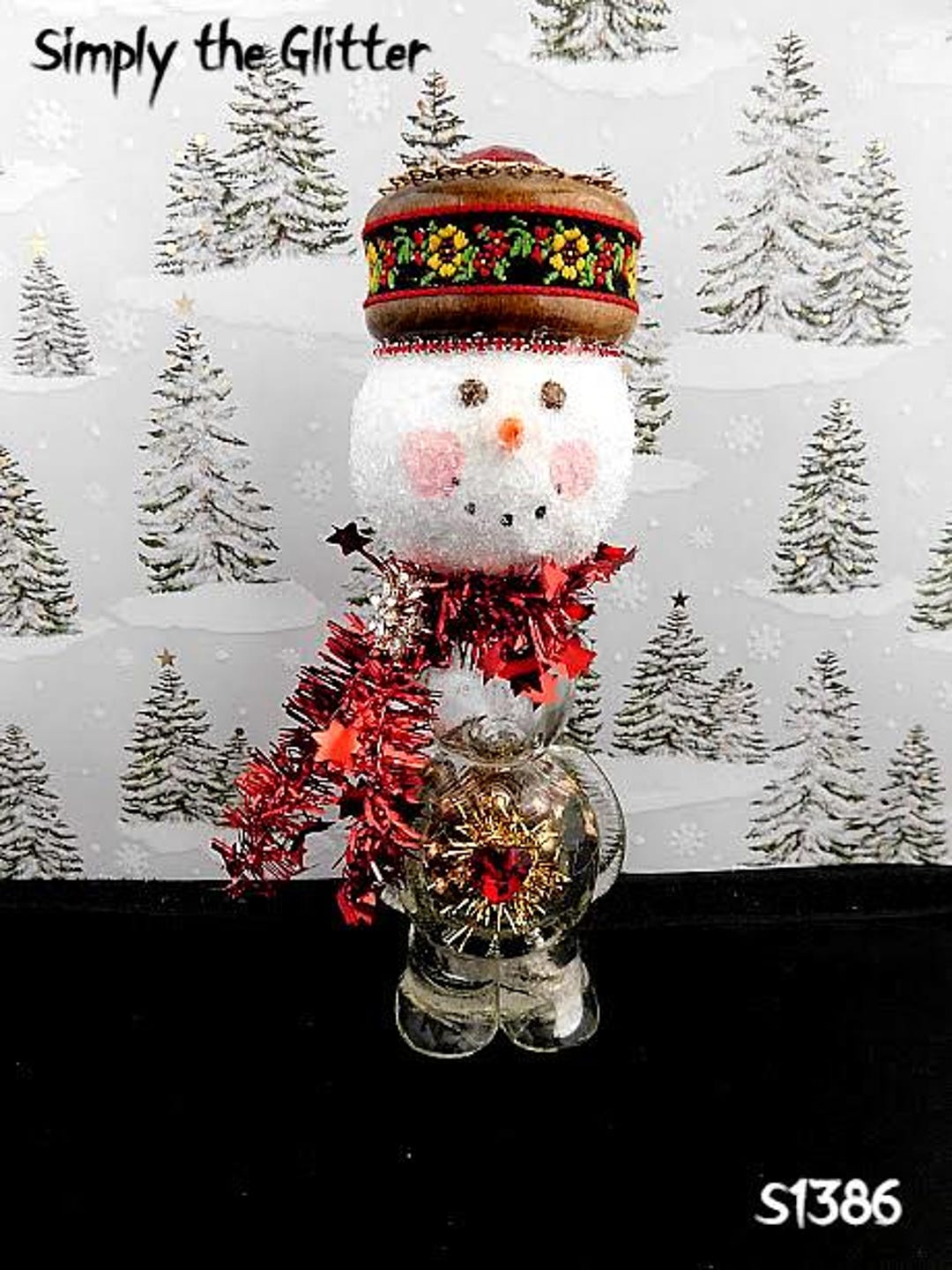 Vintage Glass Bottle Snowman Decoration cocoa Snowangel, Winter Snowman ...