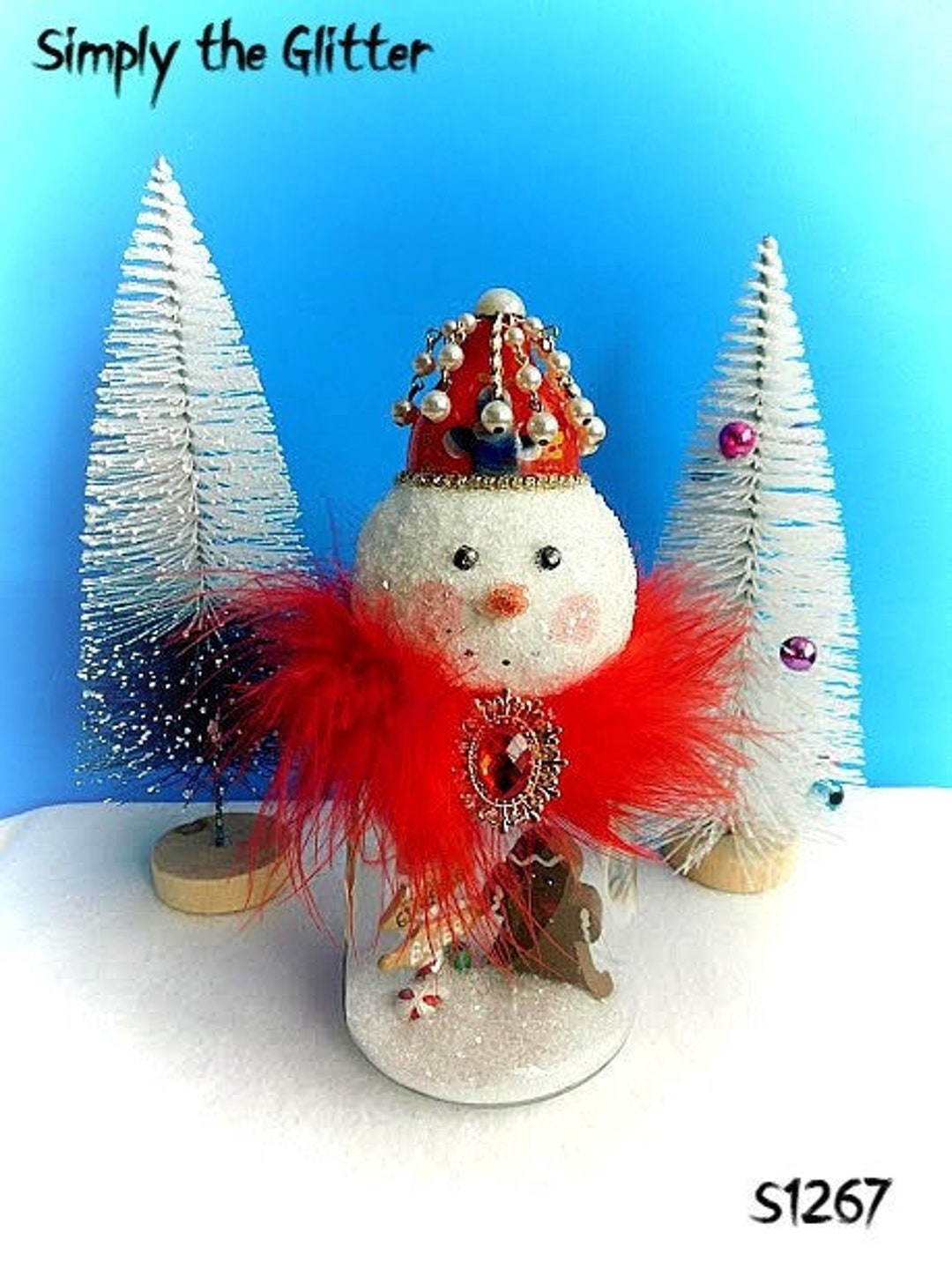 Vintage Winter Scene Glass Jar Snowman Decoration shiver, Glass Snowman ...