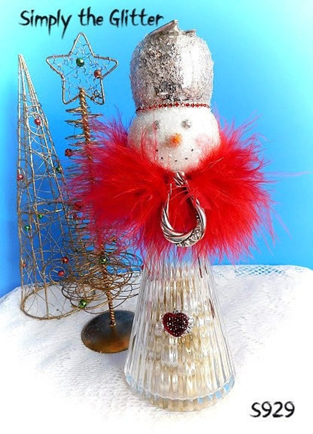 Vintage Glass Vase Snowman Decoration "marva", Winter Snowman, Snowman ...