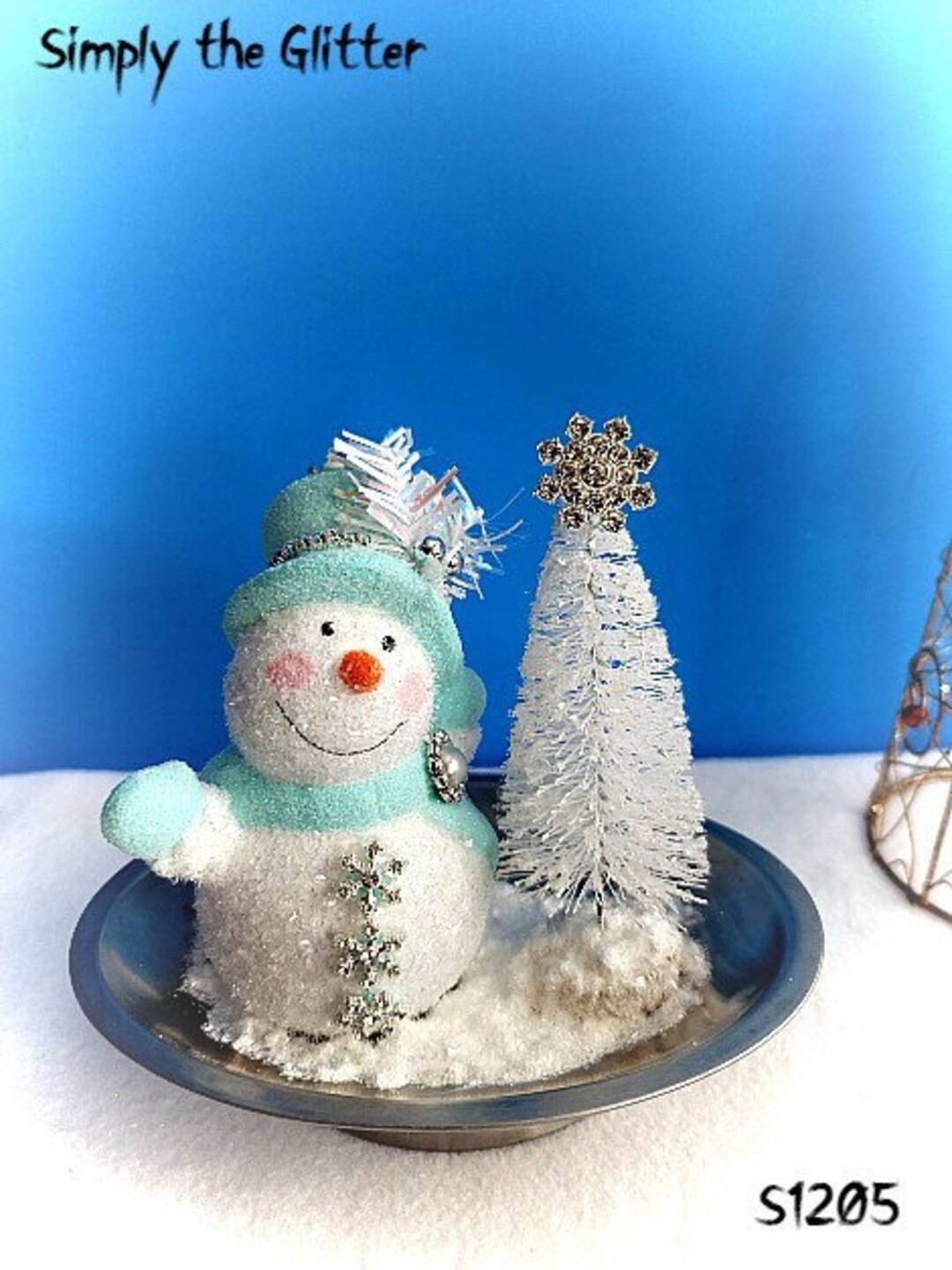 Vintage Winter Scene Ceramic Snowman Decoration gumdrop, Winter Snowman ...
