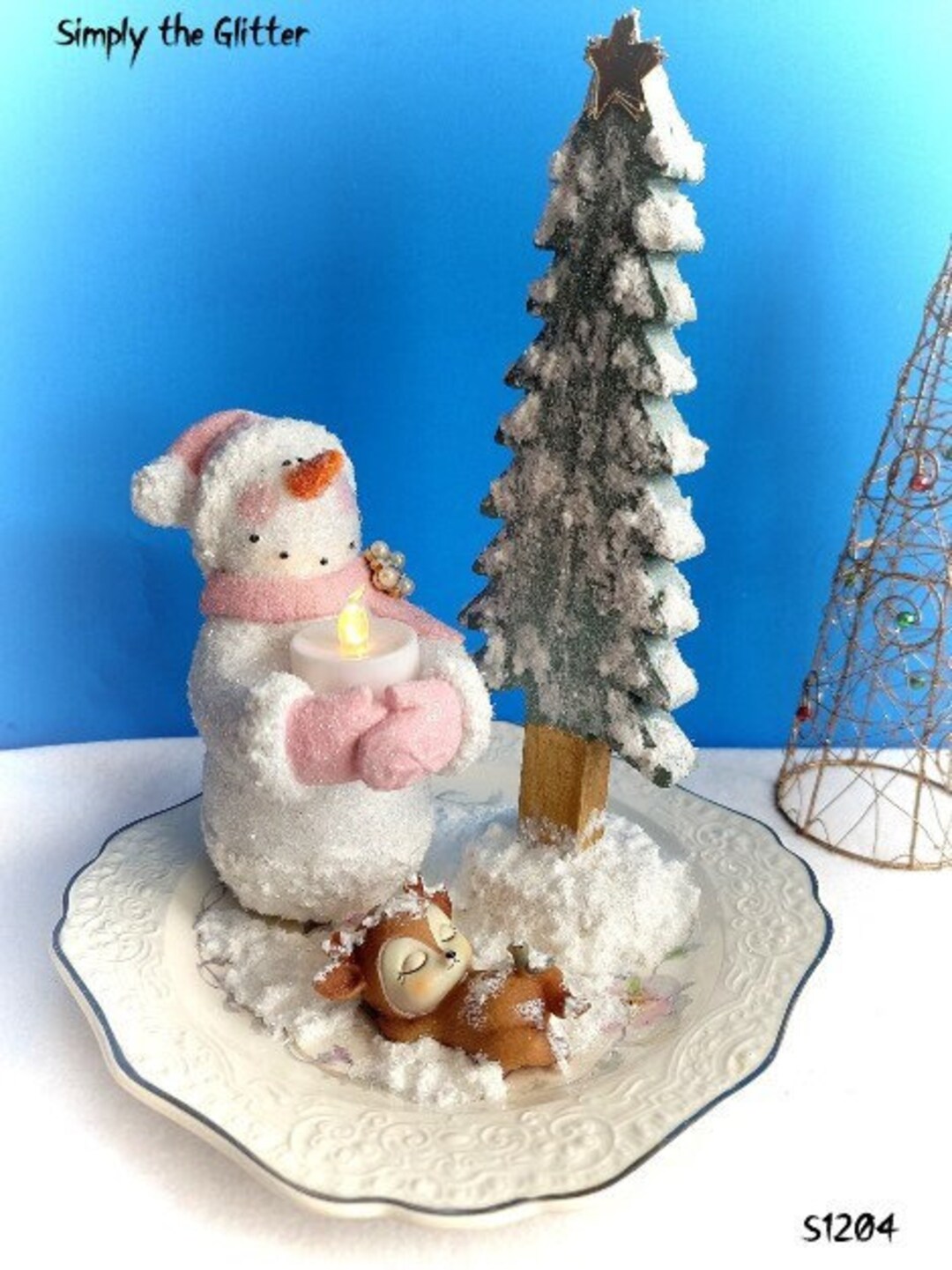 Vintage Winter Scene Ceramic Snowman Decoration "sugar Plum", Winter ...