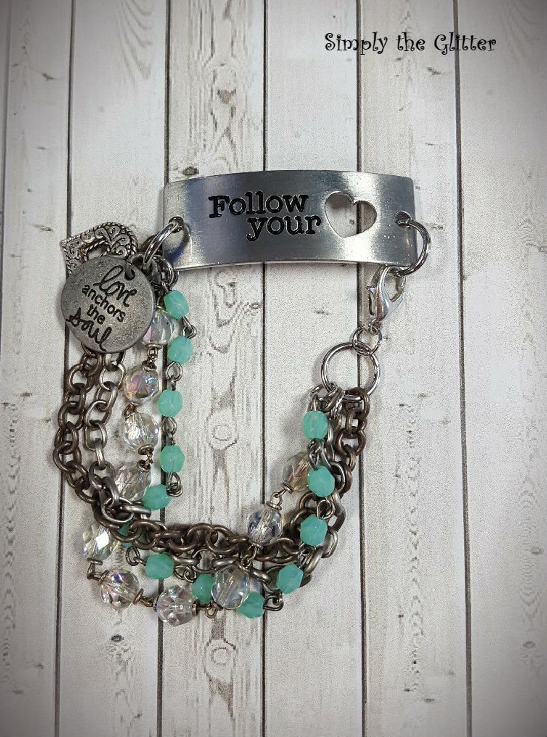 Follow Your Heart Connector Assemblage Bracelet, Rosary Beads, Mother's ...
