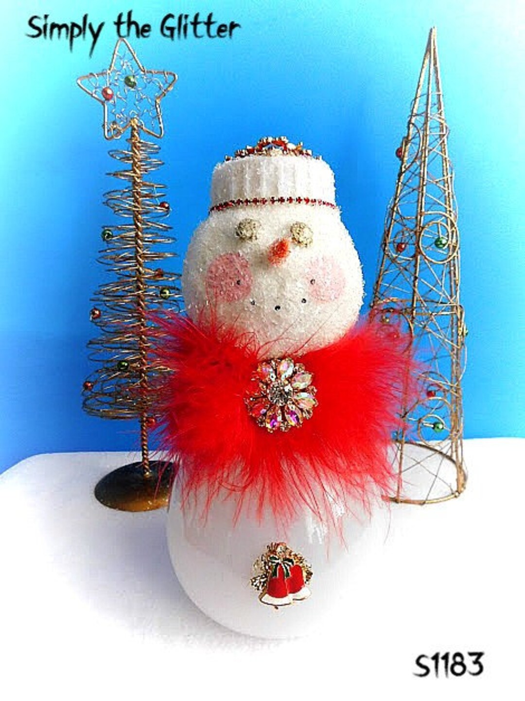Vintage White Glass Vase Snowman Decoration casia, Winter Snowman ...