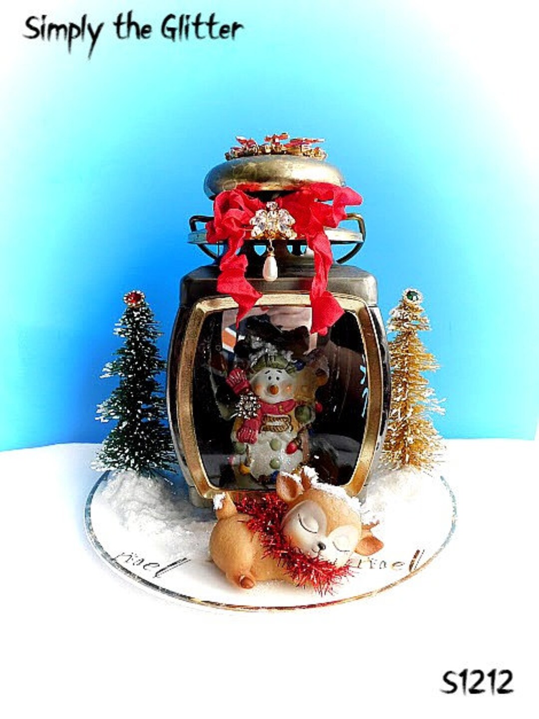 Vintage Winter Scene Ceramic Snowman Decoration chestnut, Winter ...