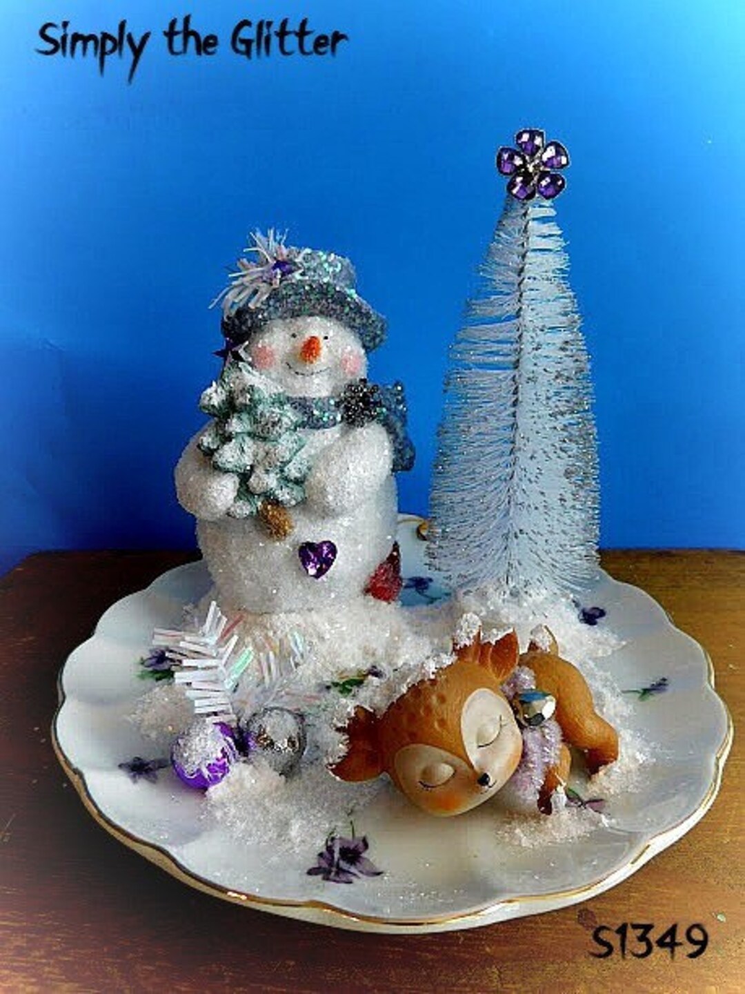 Vintage Winter Scene Ceramic Snowman Decoration "melina", Winter ...