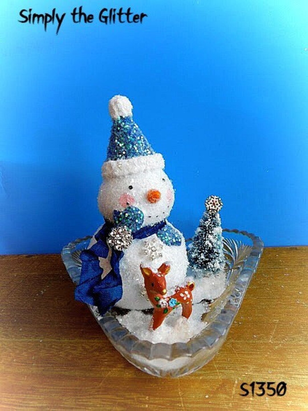Vintage Winter Scene Ceramic Snowman Decoration "maja", Winter Snowman ...
