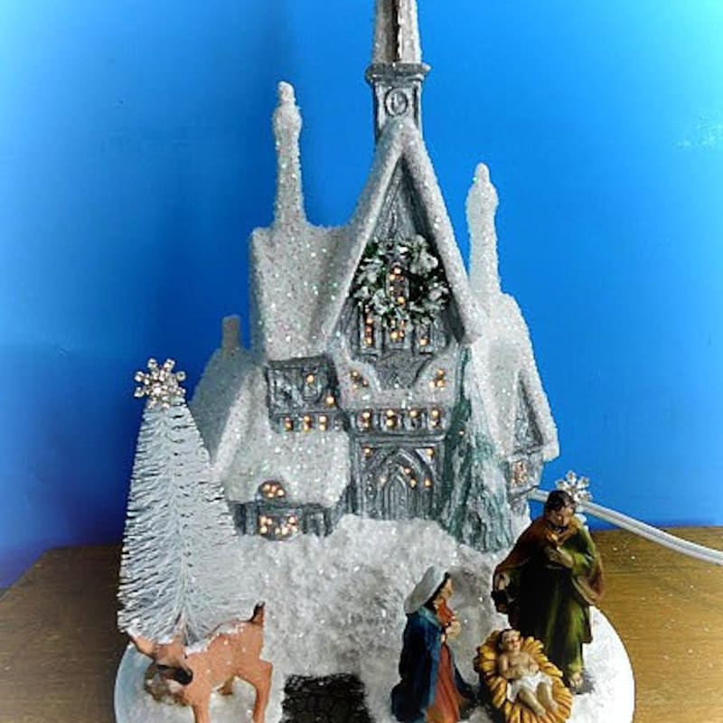 Lighted Ceramic Church - Etsy