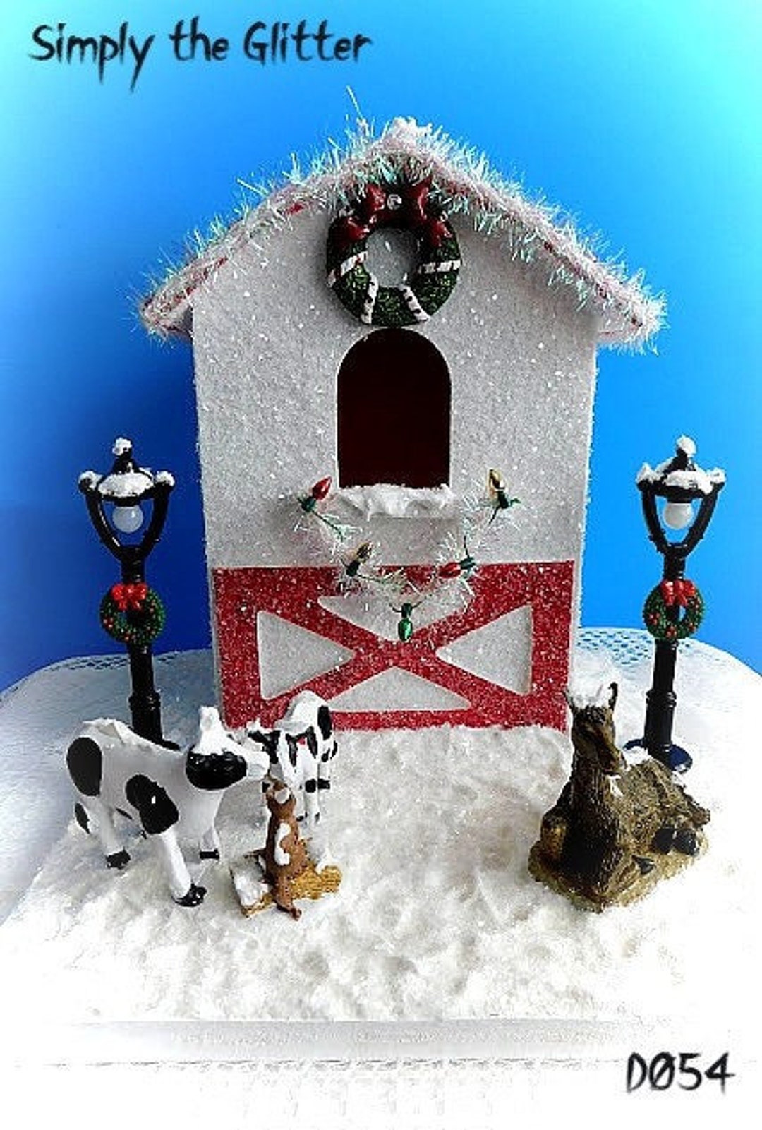 Vintage Lighted White and Red Wooden Putz Christmas Barn, Christmas ...