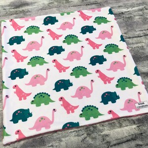 Dinosaur Lovey, Minky Lovey, 17"x17", Baby Girl Lovey, Minky Lovey for ...
