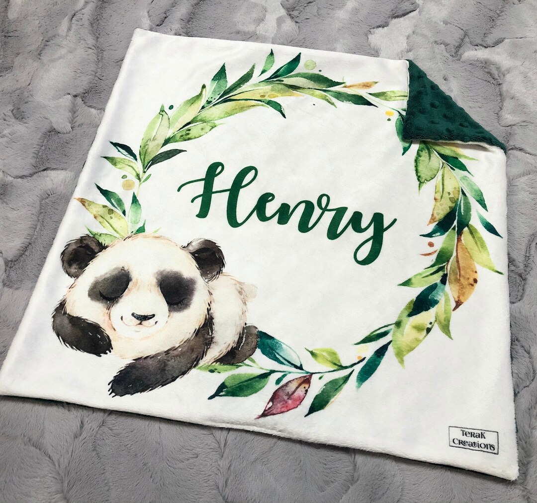 Personalized Panda Lovey, Minky Lovey for Baby Boy, Minky Lovey, Baby ...