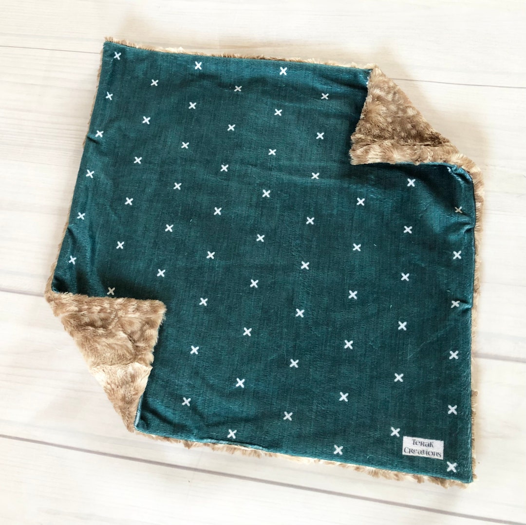Emerald X Lovey, 17x17, Minky Lovey, Boy Lovey, Girl Lovey, Faux Fur ...