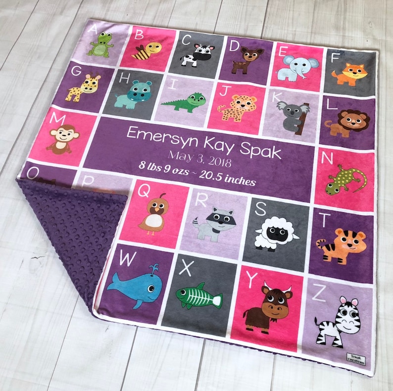 Personalized ABC Blanket ABC Baby Blanket Minky Blanket - Etsy Canada