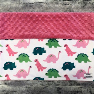 Dinosaur Lovey, Minky Lovey, 17"x17", Baby Girl Lovey, Minky Lovey for ...