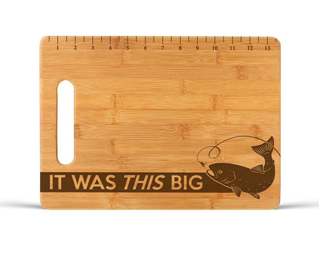 Fish Serving Board Fish Apron Gift Set It Was This Big Fish Bamboo Fish ...