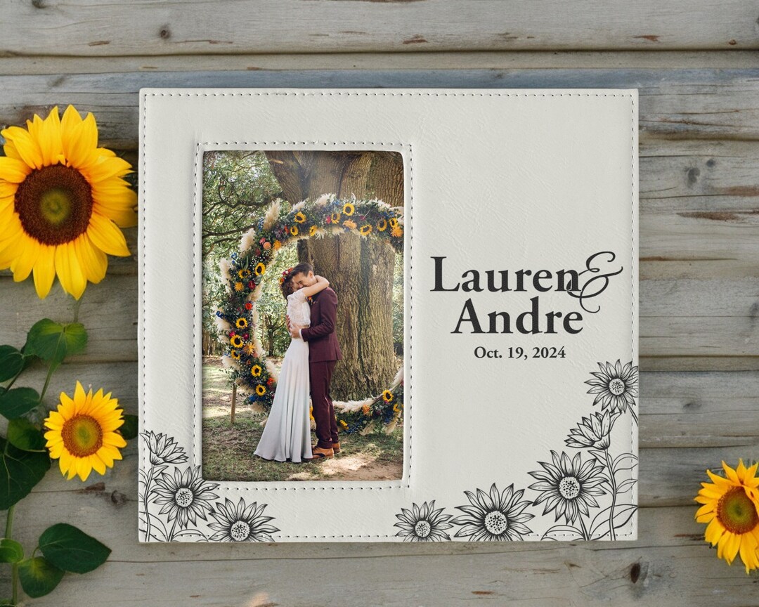 Sunflower Picture Frame Personalized Wedding Photo Frame for Couple ...