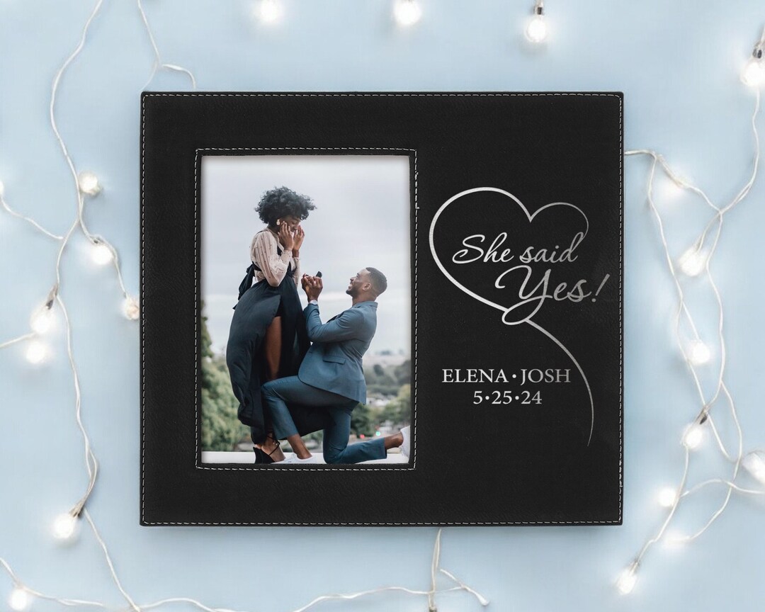She Said Yes Picture Frame Engagement Frames Personalized Engagement ...