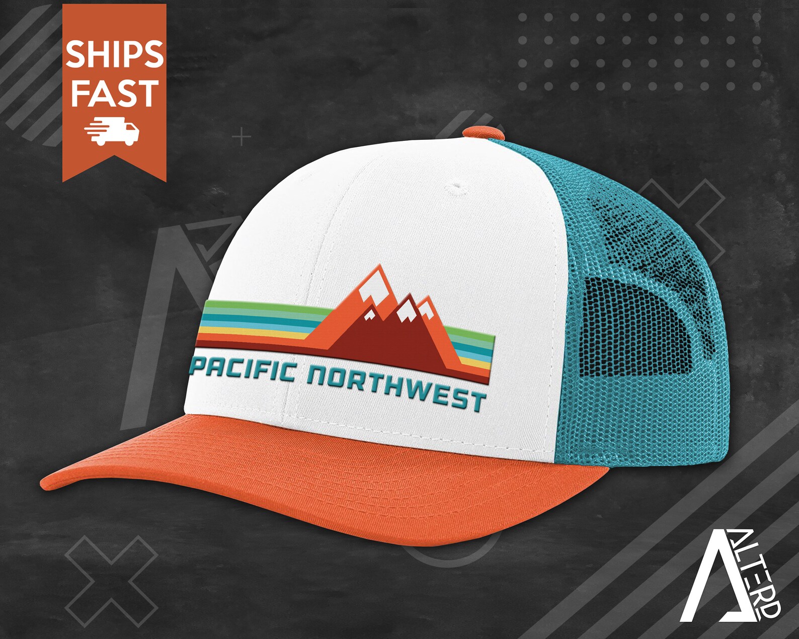 Pacific Northwest Hat Rainbow Mountain Hat PNW Trucker Hat - Etsy
