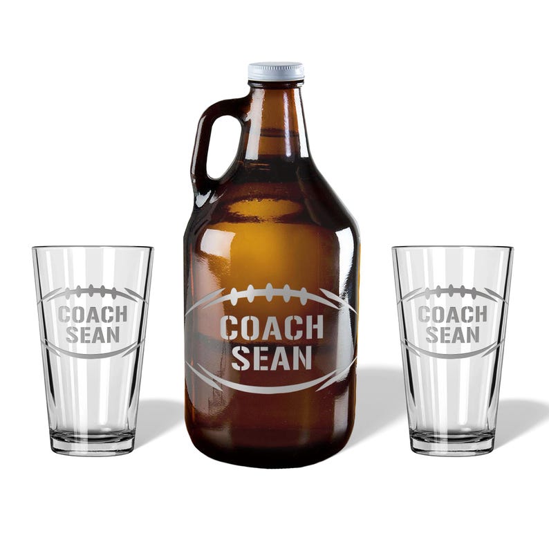 Personalized Football Coach Beer Glass, Engraved Sand Carved Glasses ...
