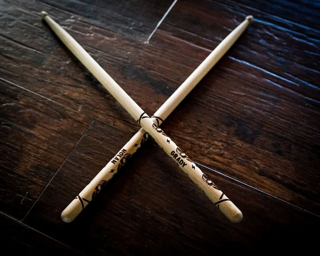 Personalized Drumsticks Custom Engraved Pair of 5A Hickory Wooden Drum ...