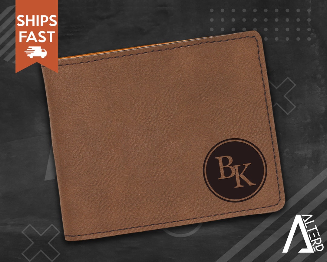 Mens Leather Bifold Wallet Personalized Monogram Wallets for Men ...