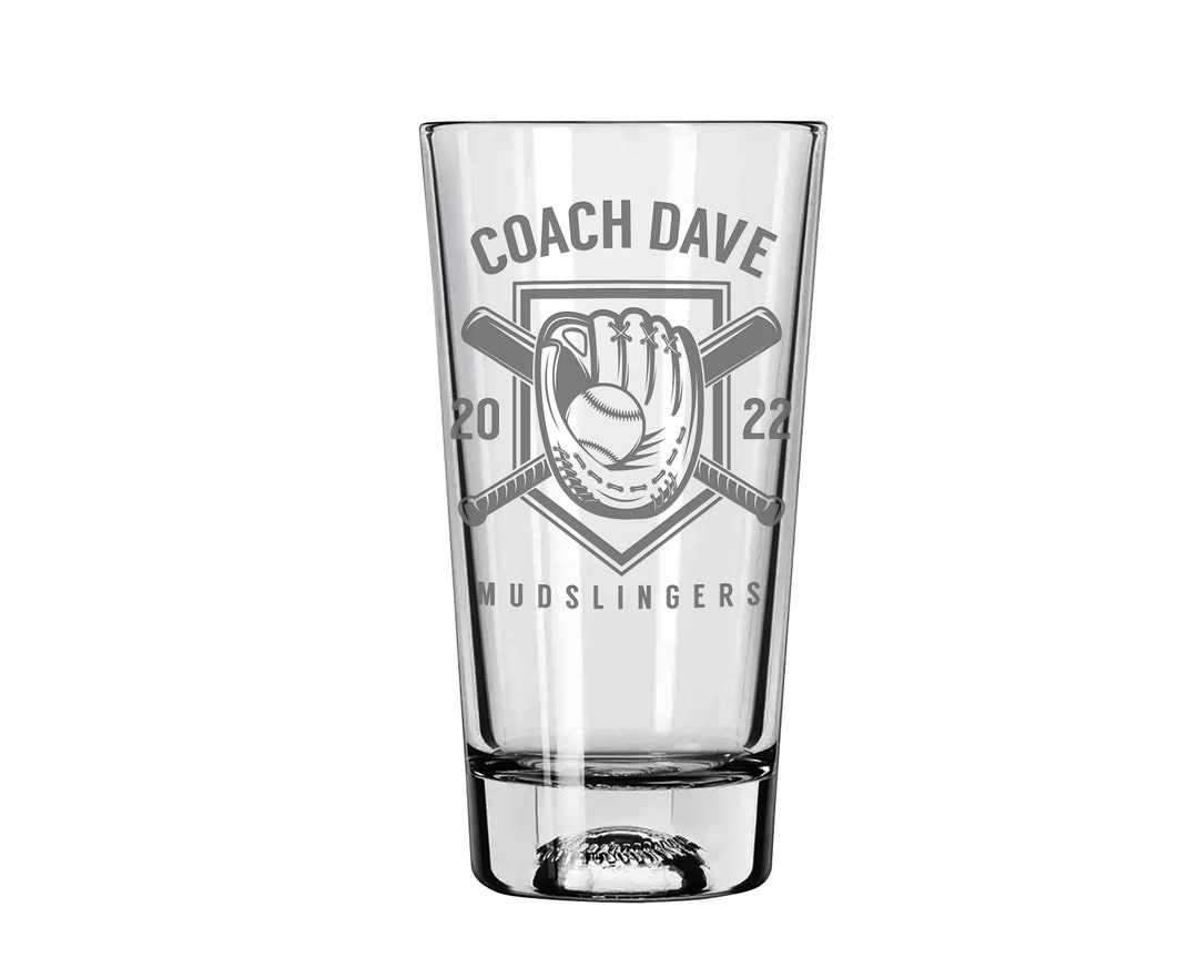 Baseball Coach Engraved Beer Pint Glass Personalized With Name and Year ...