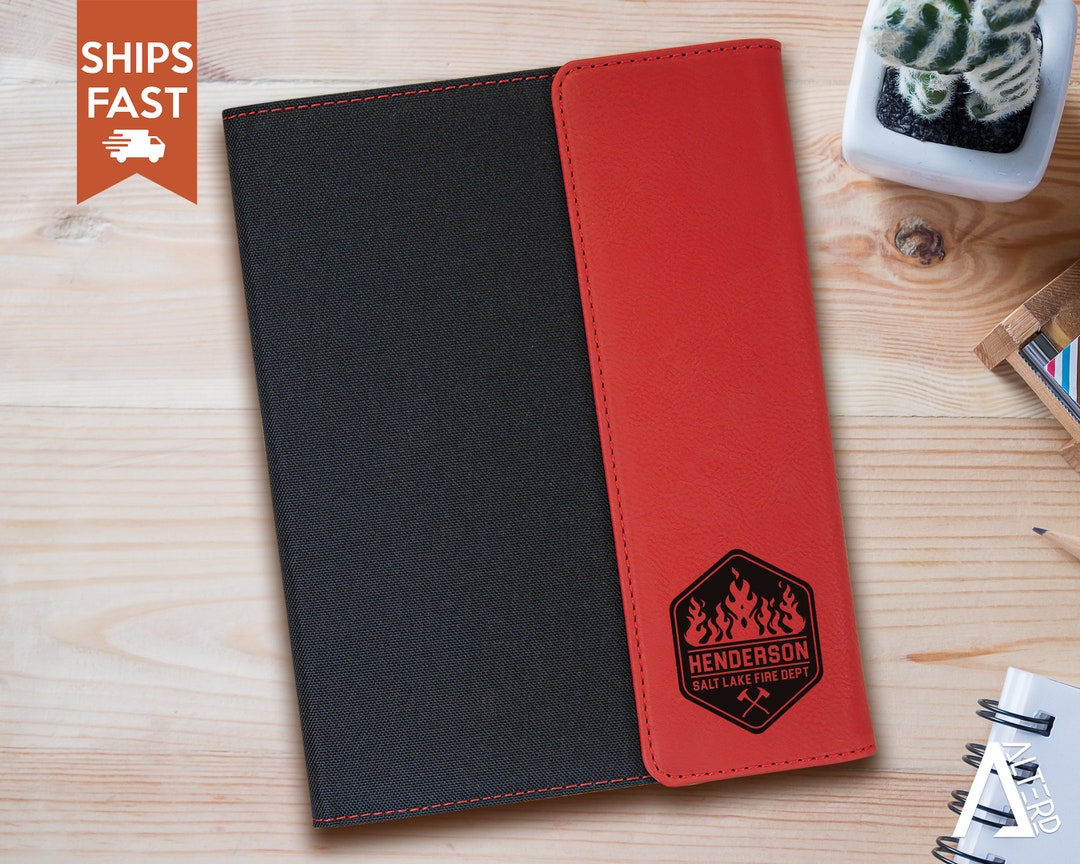 Firefighter Leather Portfolio Padfolio Notebook Personalized With Name ...