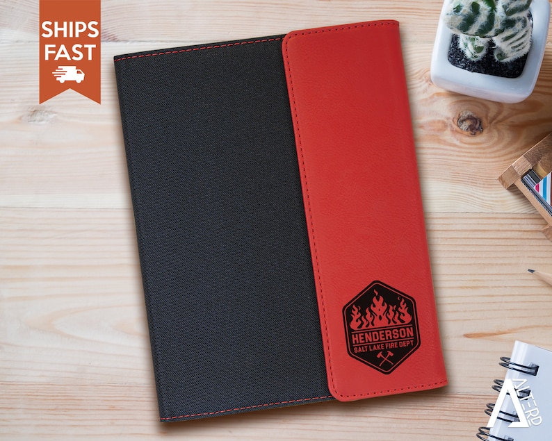 Firefighter Leather Portfolio Padfolio Notebook Personalized With Name ...