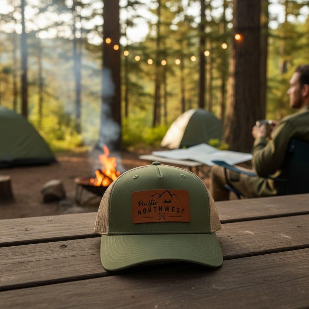Pacific Northwest Leather Patch Trucker Hat Richardson 112 Snapback PNW ...