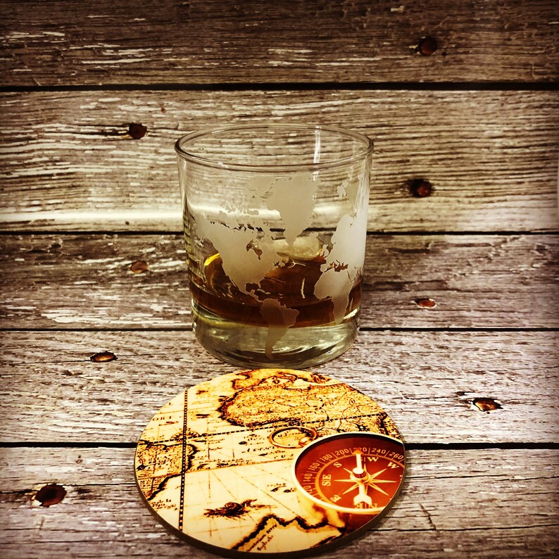 World Map Whiskey Glass Globe Whiskey Art Rocks Glass Etsy