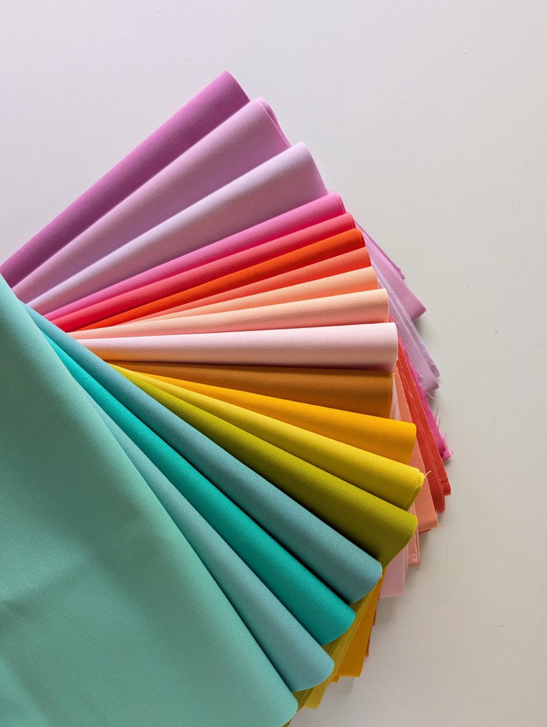 Rainbow Fabric Bundle: Kona Cotton FQ, Quarter, Half Yards (18 or 21 ...