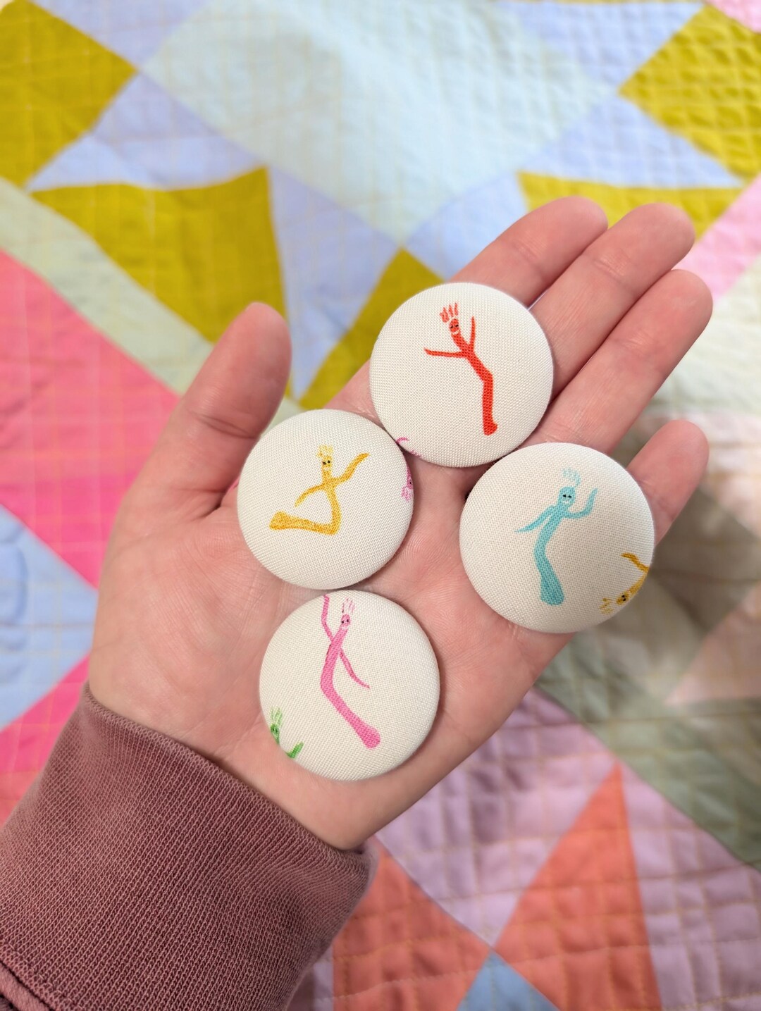 Inflatable Wavy Dudes in Yellow, Blue, Pink + Red - Fabric Magnets (set ...