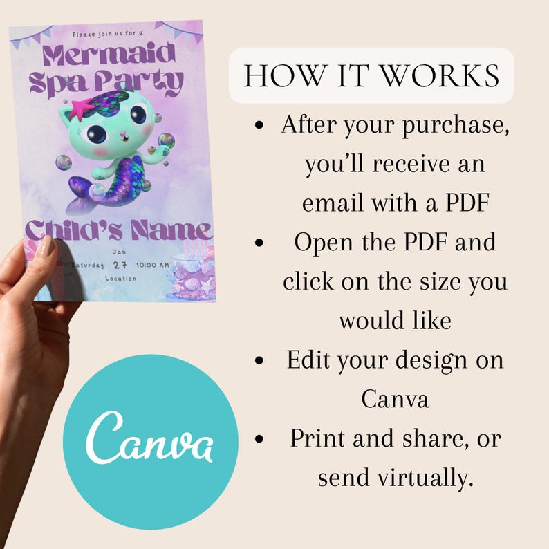 EDITABLE Mermaid Spa Party Invitation - Instant Download - Mercat ...