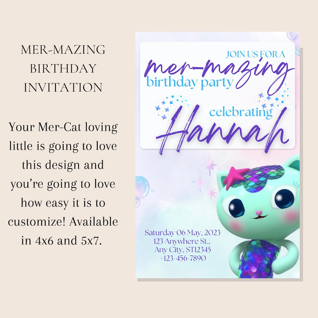 Mermazing Birthday Invitation – Mercat Inspired Editable Template ...