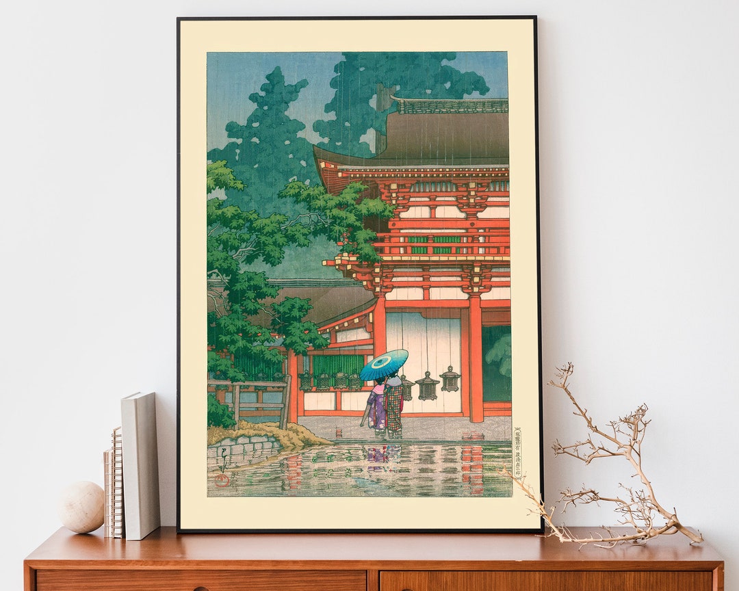 Vintage Japanese Temple Art Print, Vintage Woodblock Art, Kasuga Shrine ...