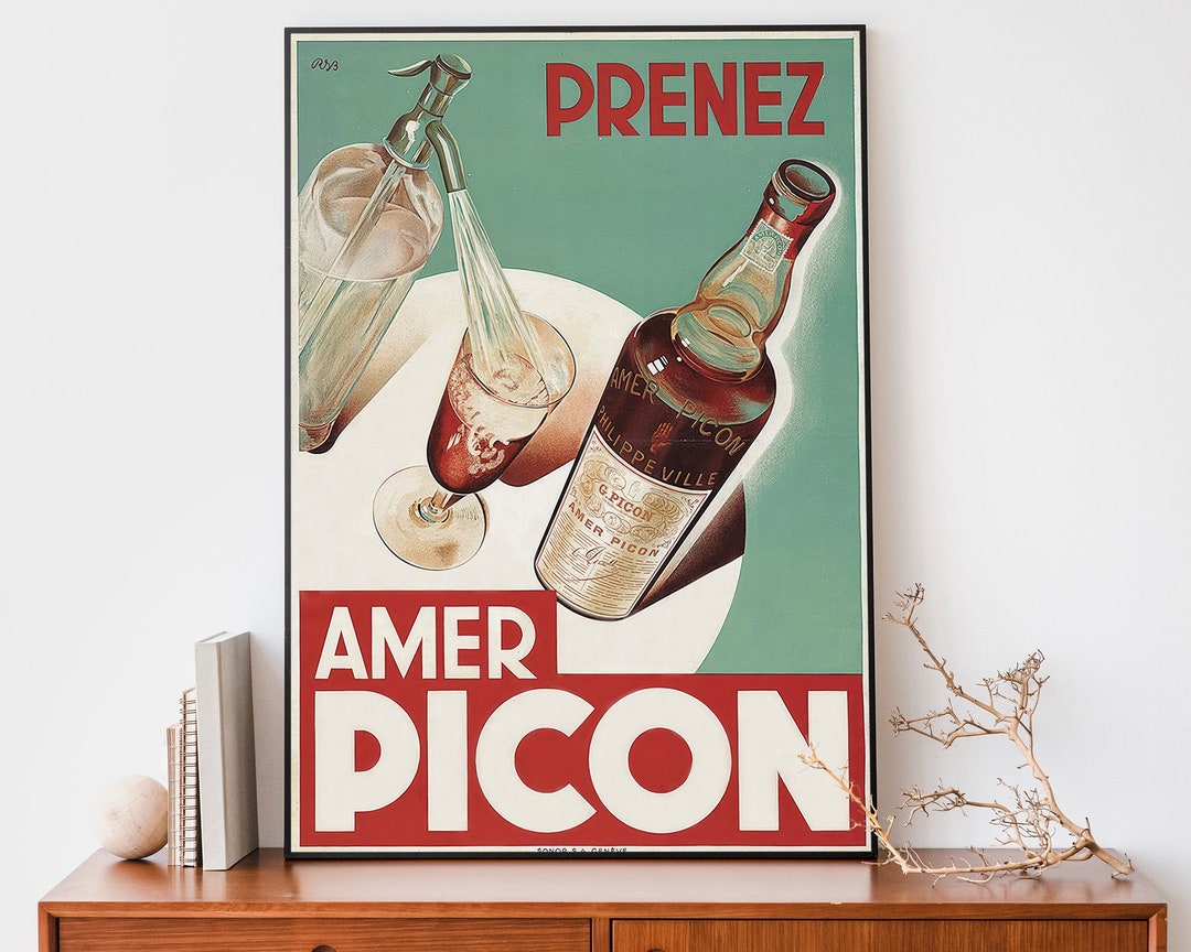 Vintage Amer Picon Poster, Retro Alcohol Advertisement, Bar Wall Art ...