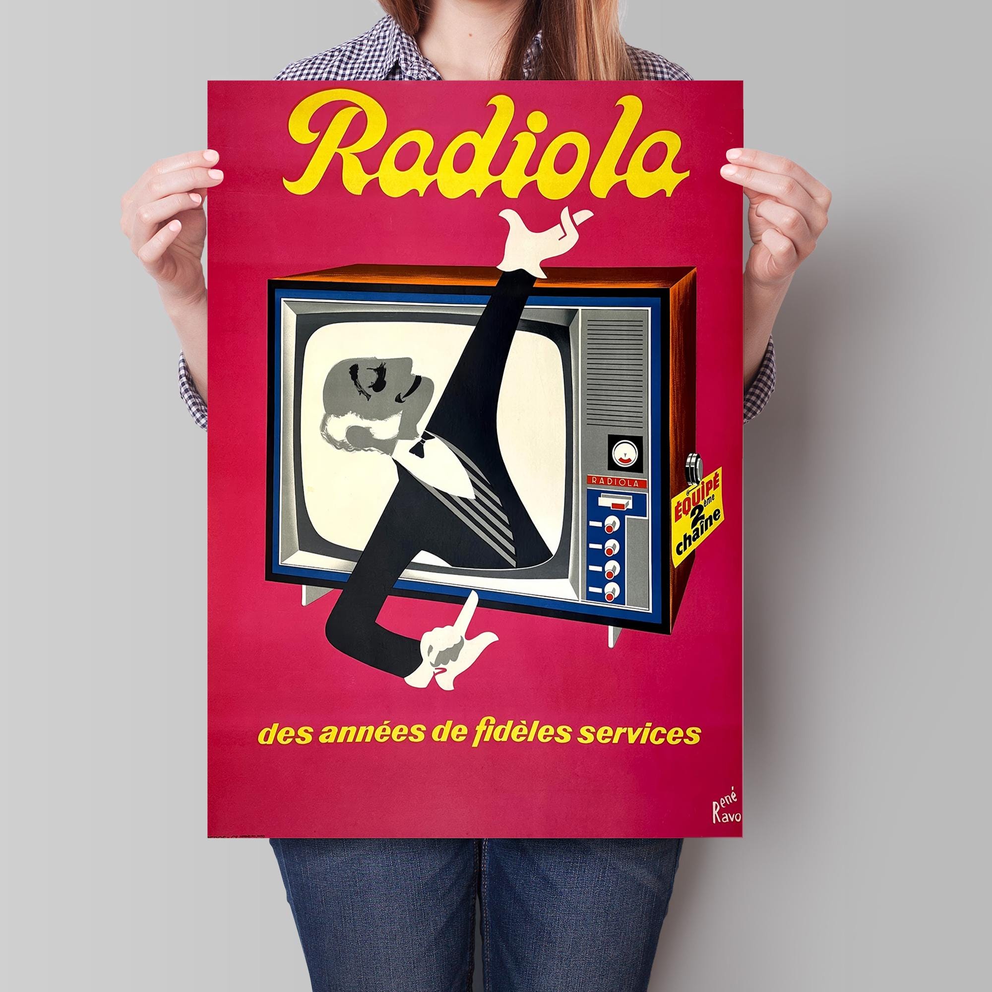 Vintage Radiola TV Poster – Retro French Tech Ad Print, Mid-century ...