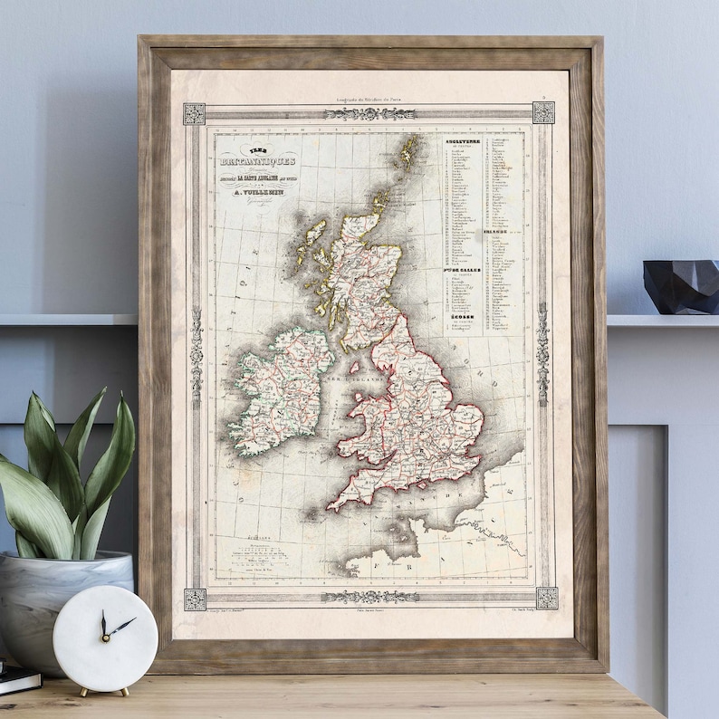 Vintage Map of UK Historical Map of Great Britain Antique - Etsy Canada