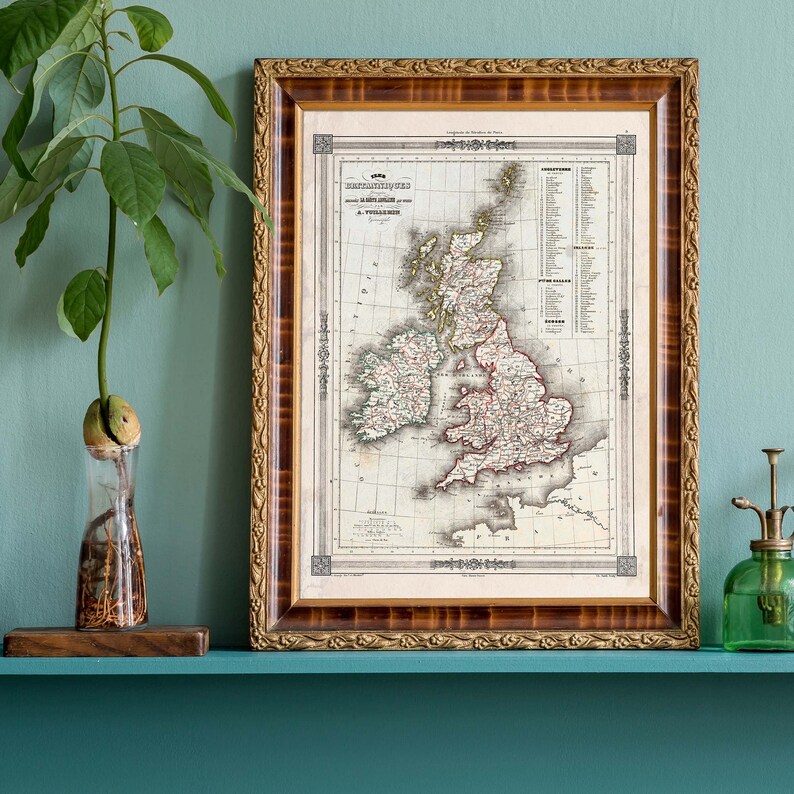 Vintage Map of UK Historical Map of Great Britain Antique - Etsy Canada
