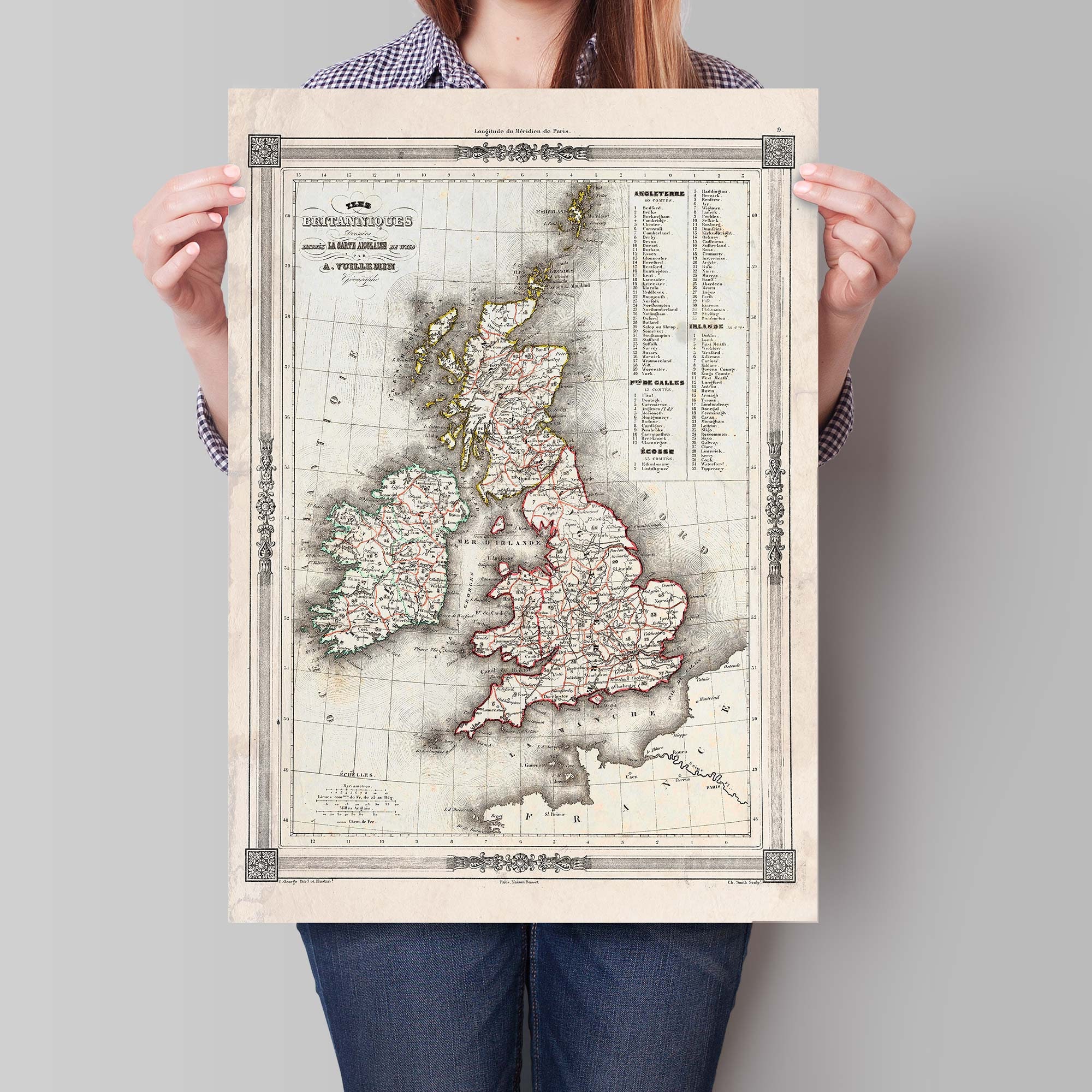Vintage Map of UK Historical Map of Great Britain Antique - Etsy UK