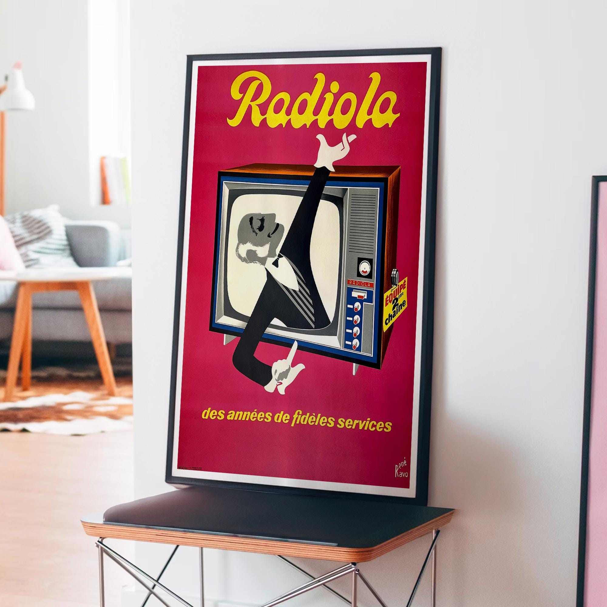 Vintage Radiola TV Poster – Retro French Tech Ad Print, Mid-century ...