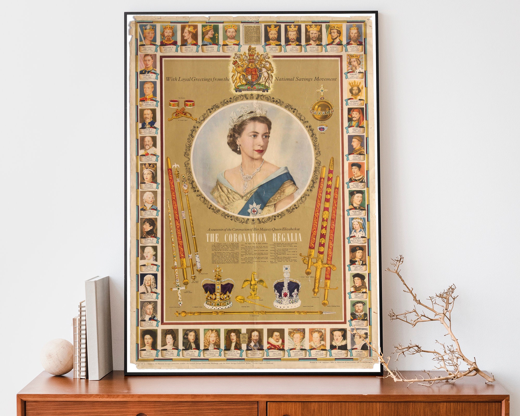 Queen Elizabeth Coronation Print Vintage Queen of England - Etsy