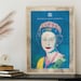 Queen Elizabeth Pop Art Print, Vintage Queen of England Poster, British ...